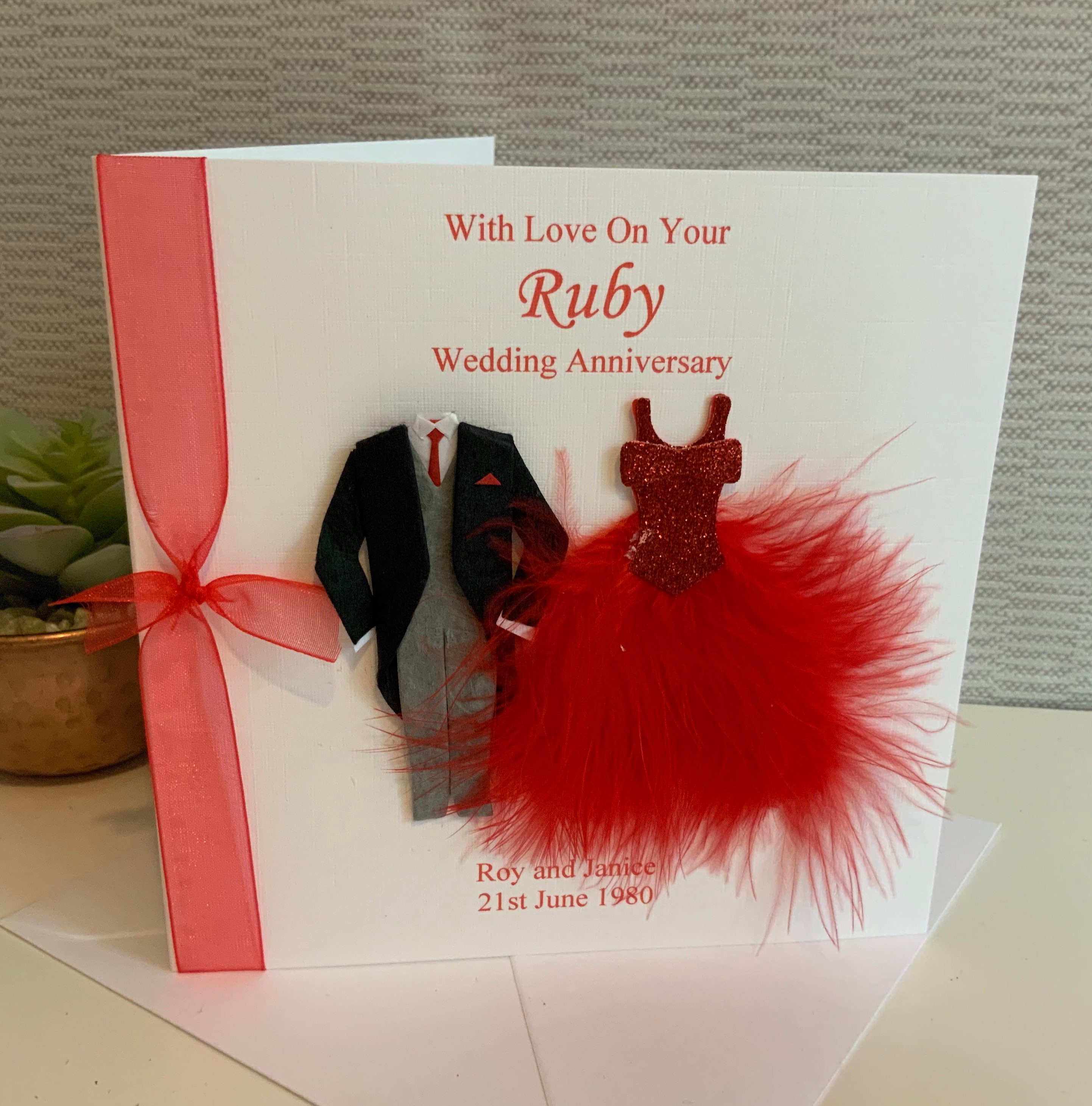 Personalised Ruby Wedding Anniversary Card, 40th Anniversary, Mum Dad ...