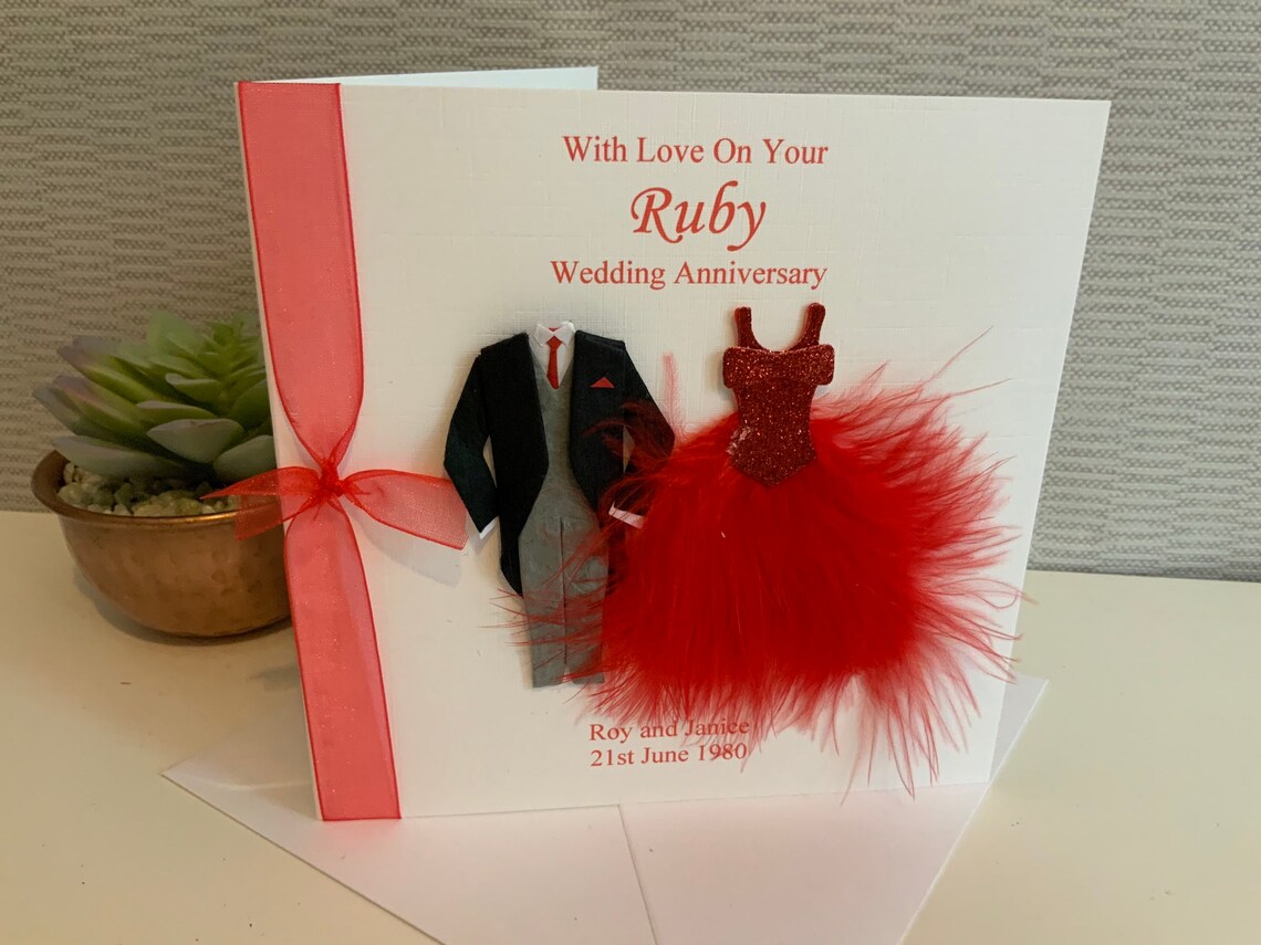 Personalised Ruby Wedding Anniversary Card 40th Anniversary - Etsy