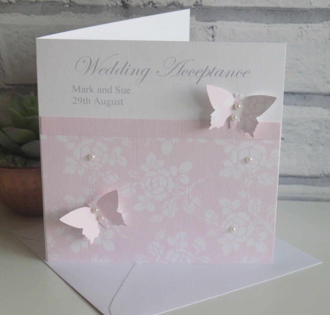 Personalised Wedding Acceptance Card Evening Acceptance Pink - Etsy UK