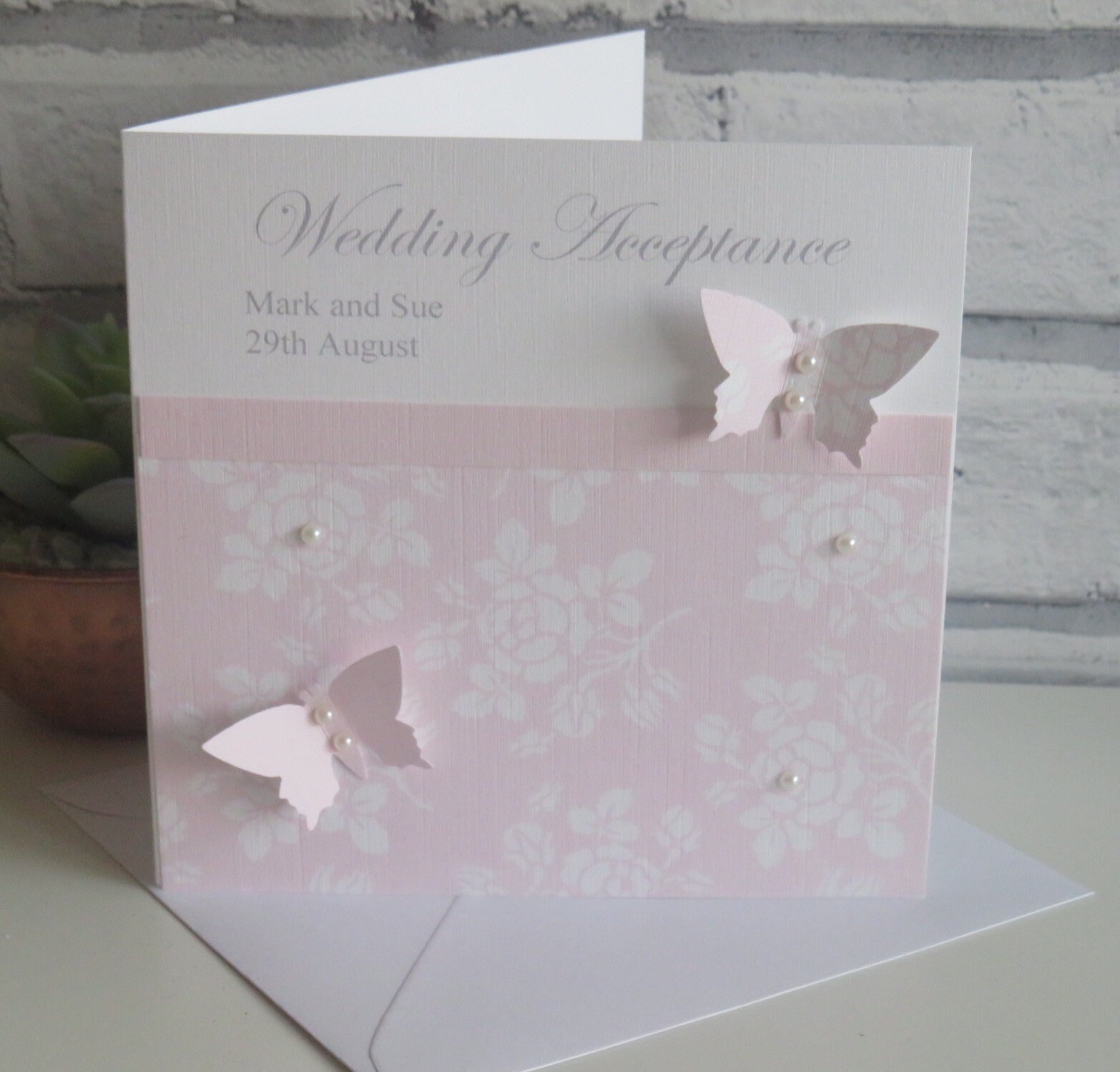 Personalised Wedding Acceptance Card Evening Acceptance Pink - Etsy UK
