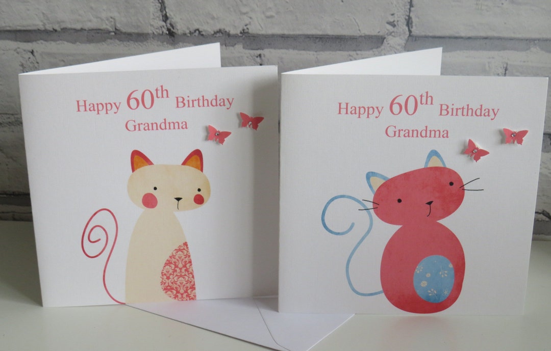 Personalised Cat Birthday Card, Mum, Grandma, Aunty, Sister, Mam, Nana ...
