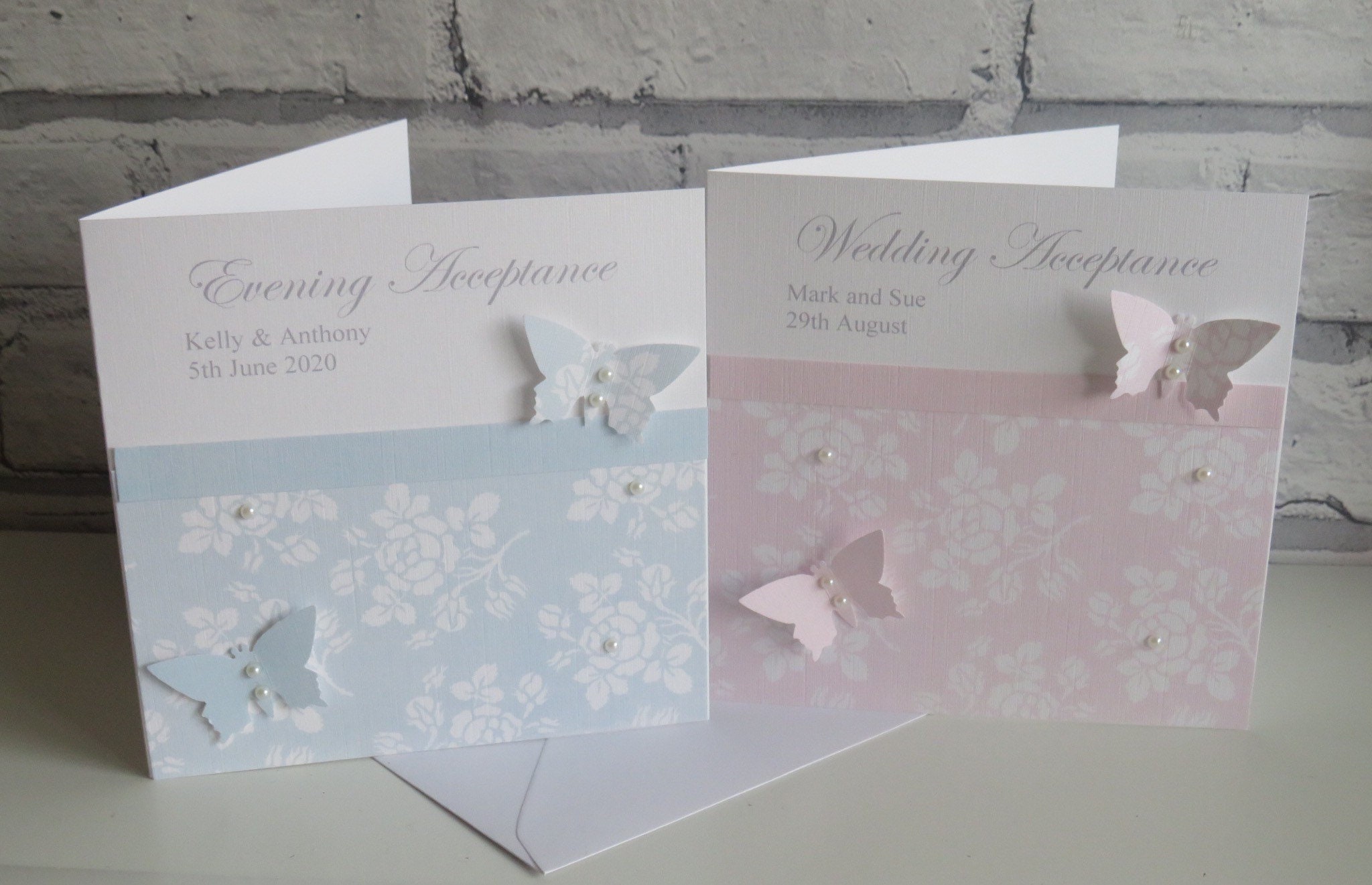 Personalised Wedding Acceptance Card Evening Acceptance Pink - Etsy UK