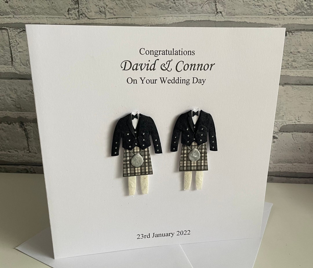 Personalised Mr & Mr Scottish Wedding Card: Kilt Design (8x8") - Etsy