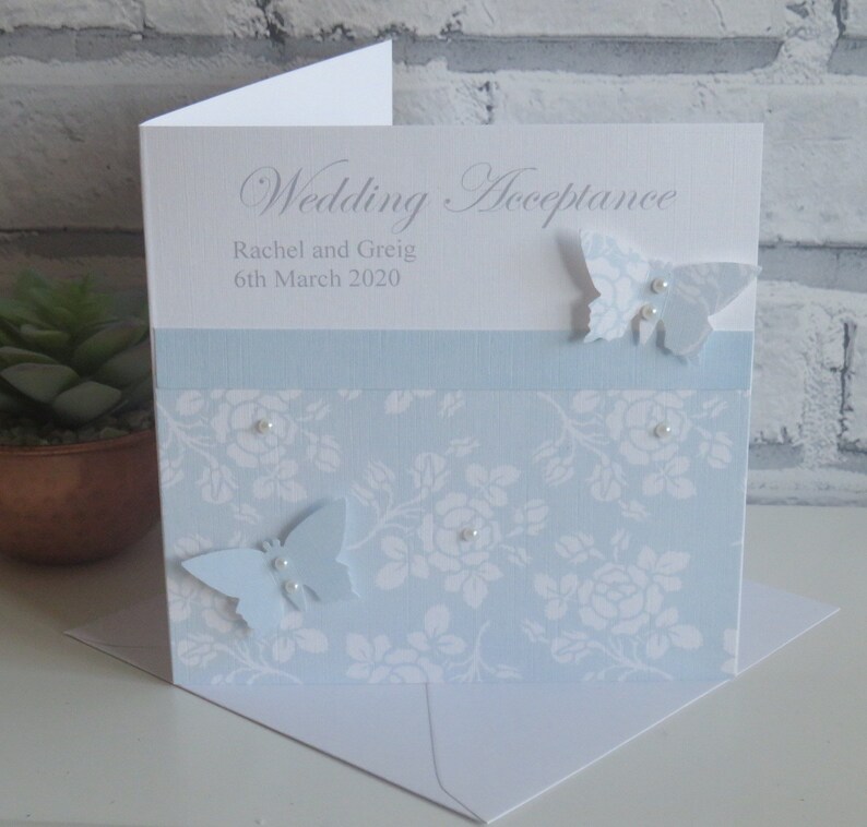 Personalised Wedding Acceptance Card Evening Acceptance Pink - Etsy UK