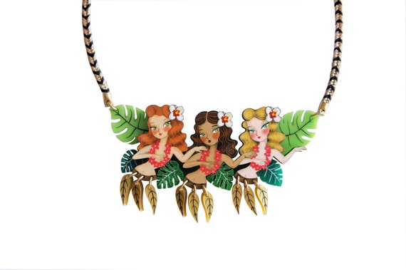Hula Girls Necklace - Etsy