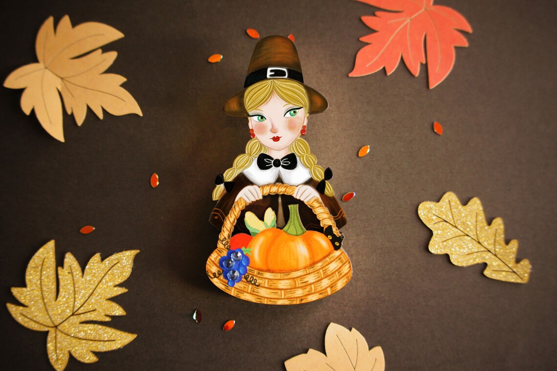 Pilgrim Thanksgiving Brooch - Etsy