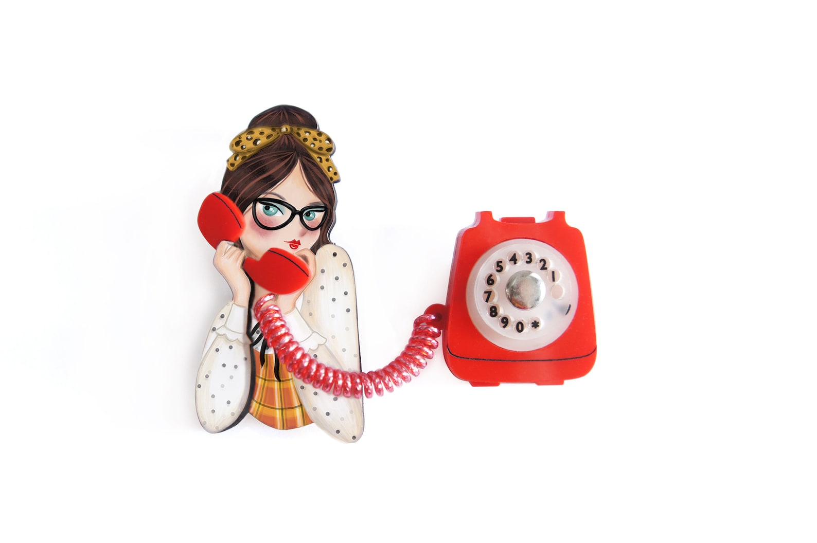 Girl on the Phone Brooch - Etsy