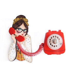 Girl on the Phone Brooch - Etsy