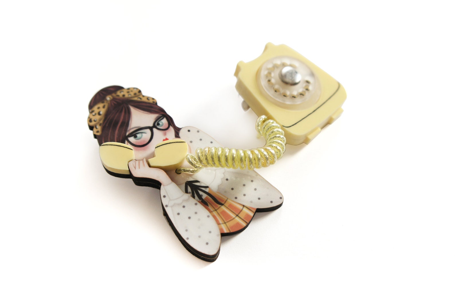 Girl on the Phone Brooch - Etsy