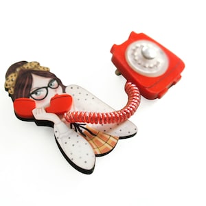 Girl on the Phone Brooch - Etsy
