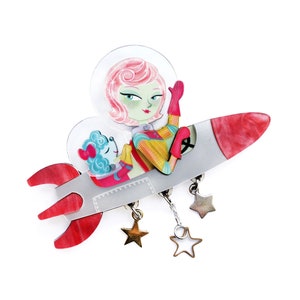 Rocket With Girl Brooch - Etsy