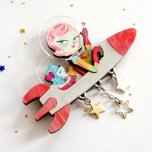 Rocket With Girl Brooch - Etsy