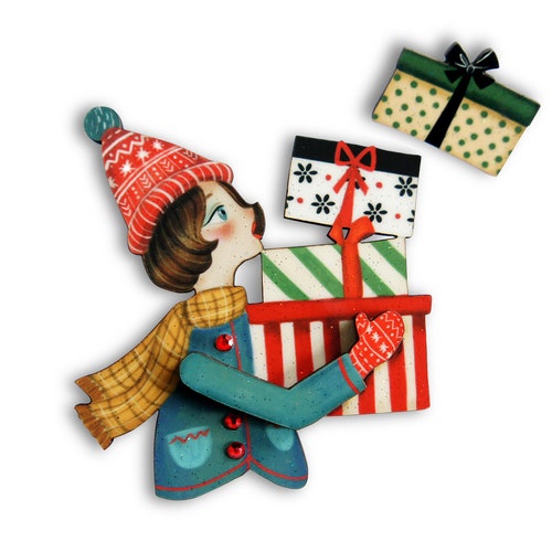 Pin up Lady With Christmas Hairstyle Brooch - Etsy