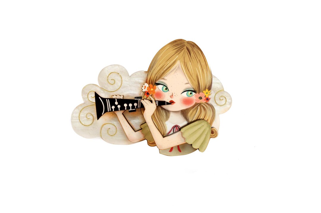 Girl Playing the Clarinet Brooch - Etsy