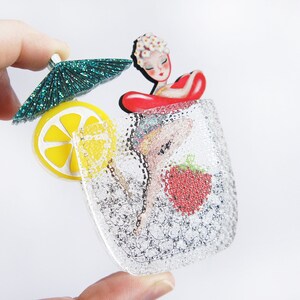 Pin up Cocktail Brooch - Etsy
