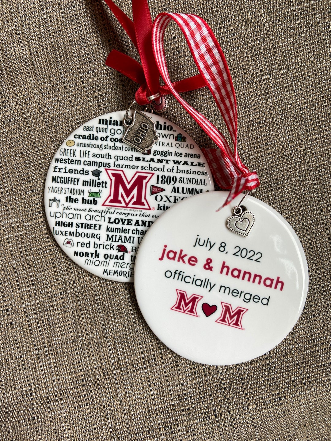 MIAMI MERGER, Porcelain Ornament Officially Licensed, Miami of Ohio, 2 ...