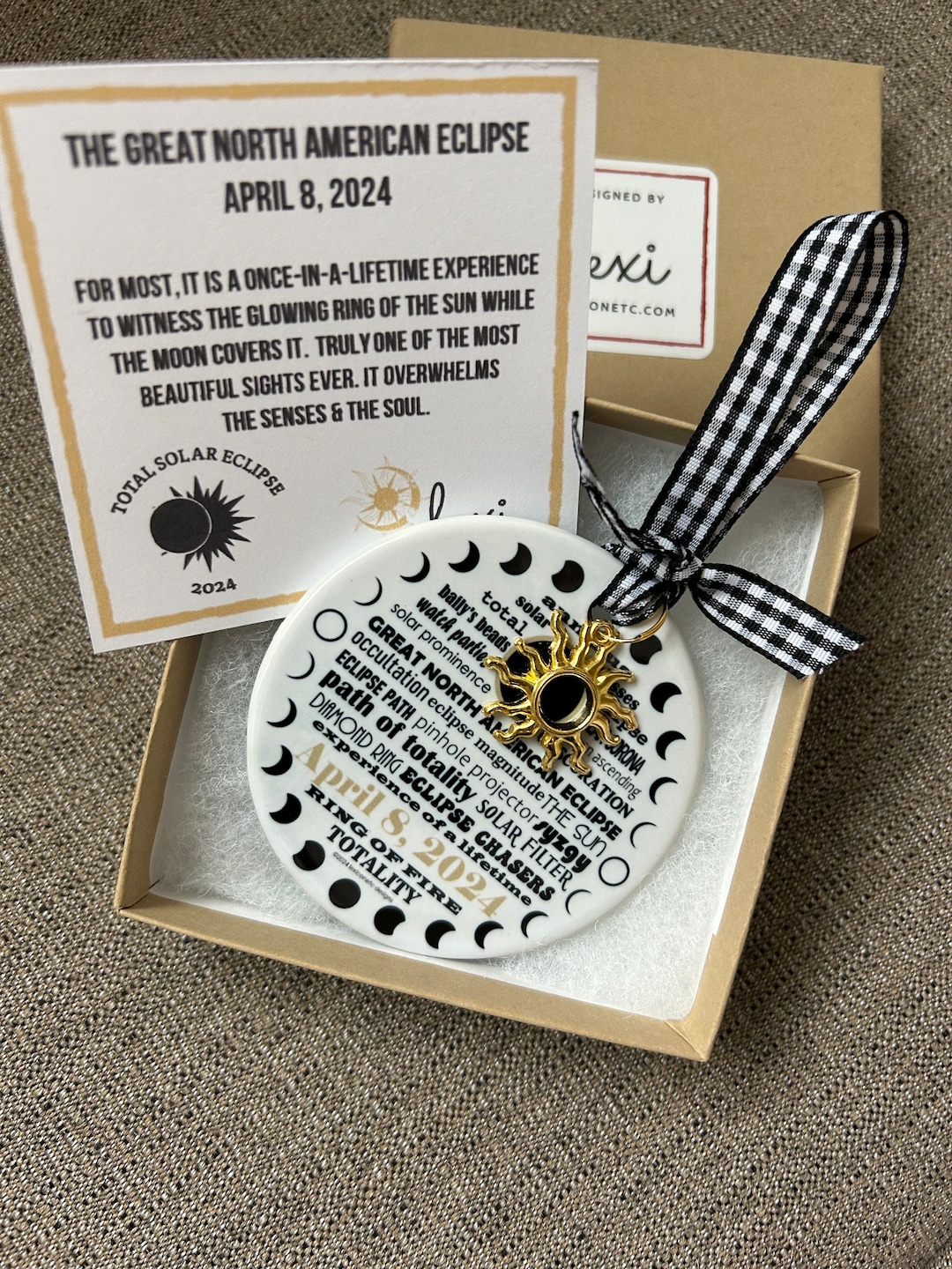 ECLIPSE 2024, ORIGINAL Artist, Porcelain Ornament/great North American ...