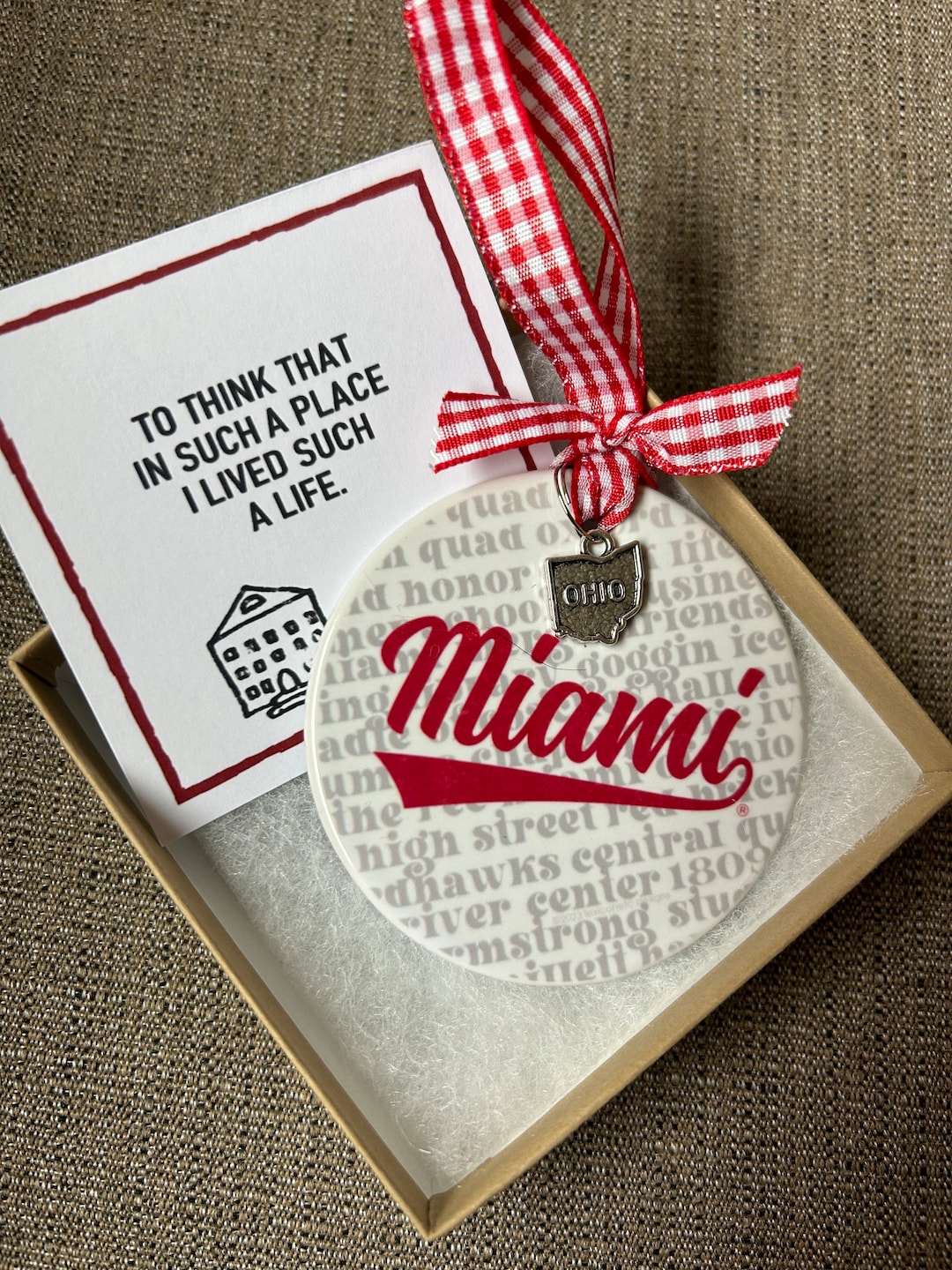 Miami University Ornament: Licensed Porcelain Red Hawk Design, MIAMI of ...
