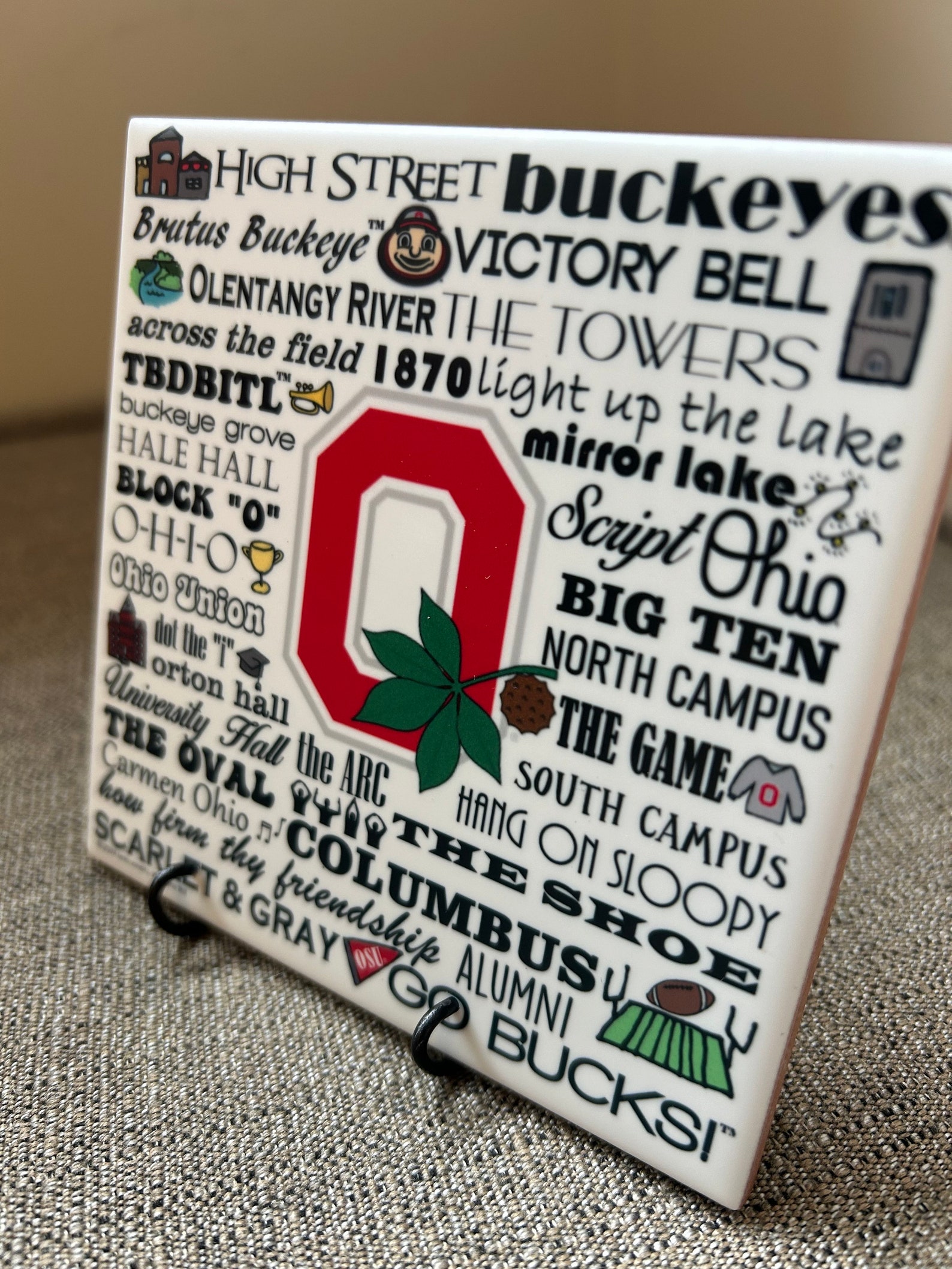 Ohio State Art Tile: Buckeye Gift, Graduation Present, Licensed - Etsy