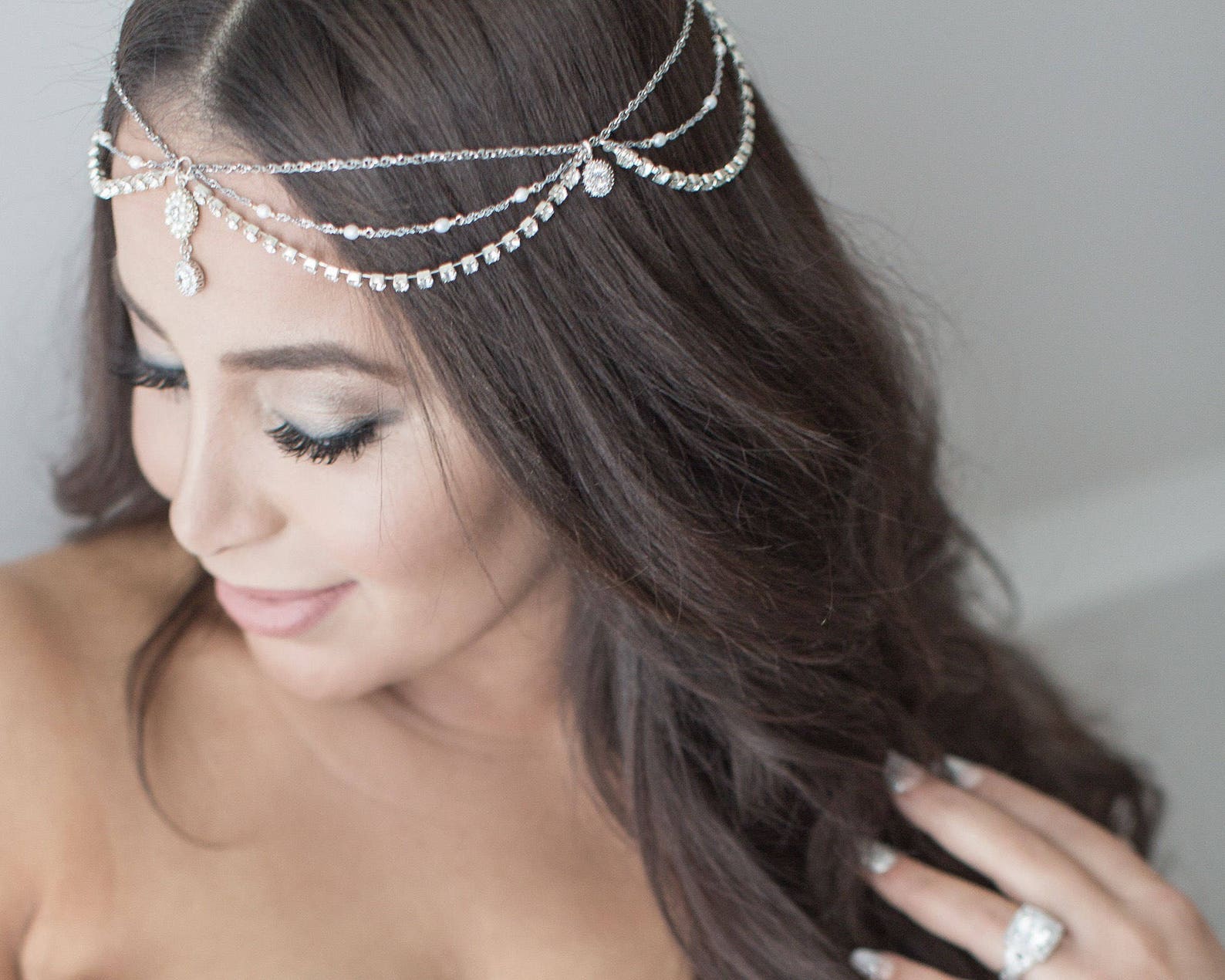 Bridal Head Chain Bridal Headpiece Boho Bridal Headchain Etsy