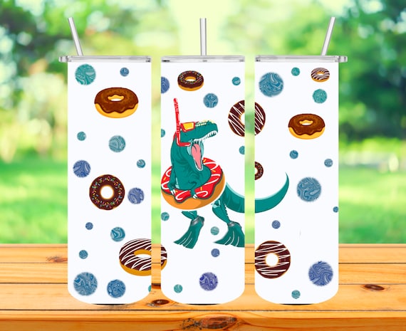 T-rex and Donuts. Great Combo 20oz Skinny Tumbler Wrap PNG - Etsy