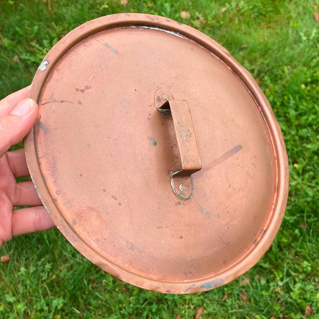 Copper Pot Lid, Swedish Pan Lid, Antique Brass Kitchen Decor, Vintage ...