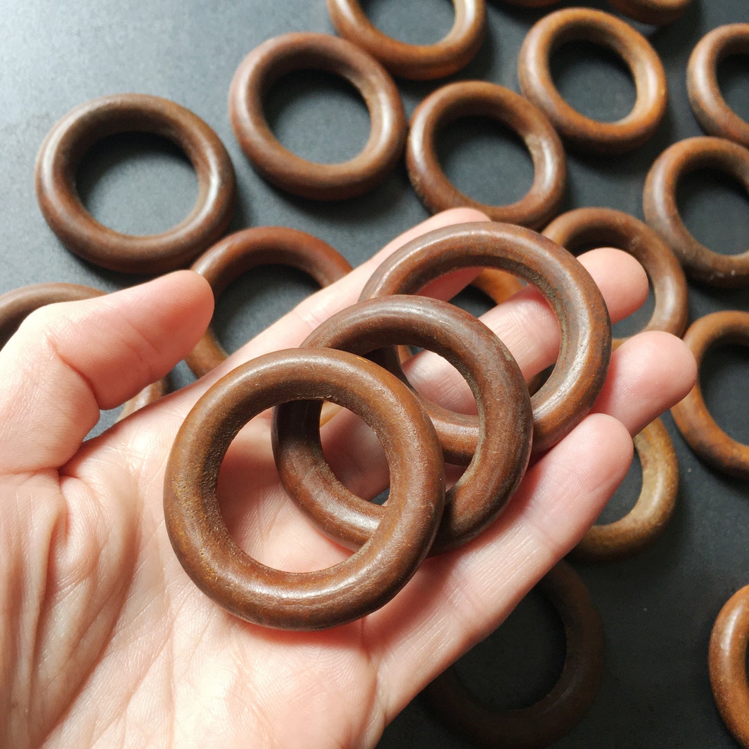 25 Vintage Curtain Rings, Dark Wood Rings, Lot of Wooden Valance ...