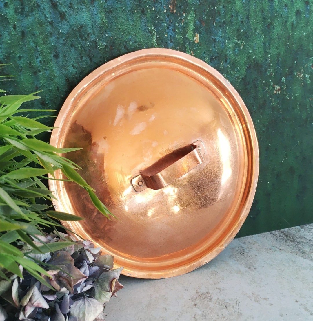 Copper Lid, Antique Brass Kitchen Decor, Vintage Copperware, Swedish ...