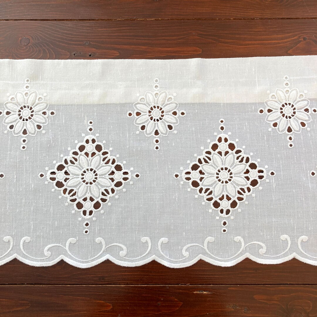 White Valance, Cutwork Eyelet Embroidery, Scallop Lace, Broderie ...