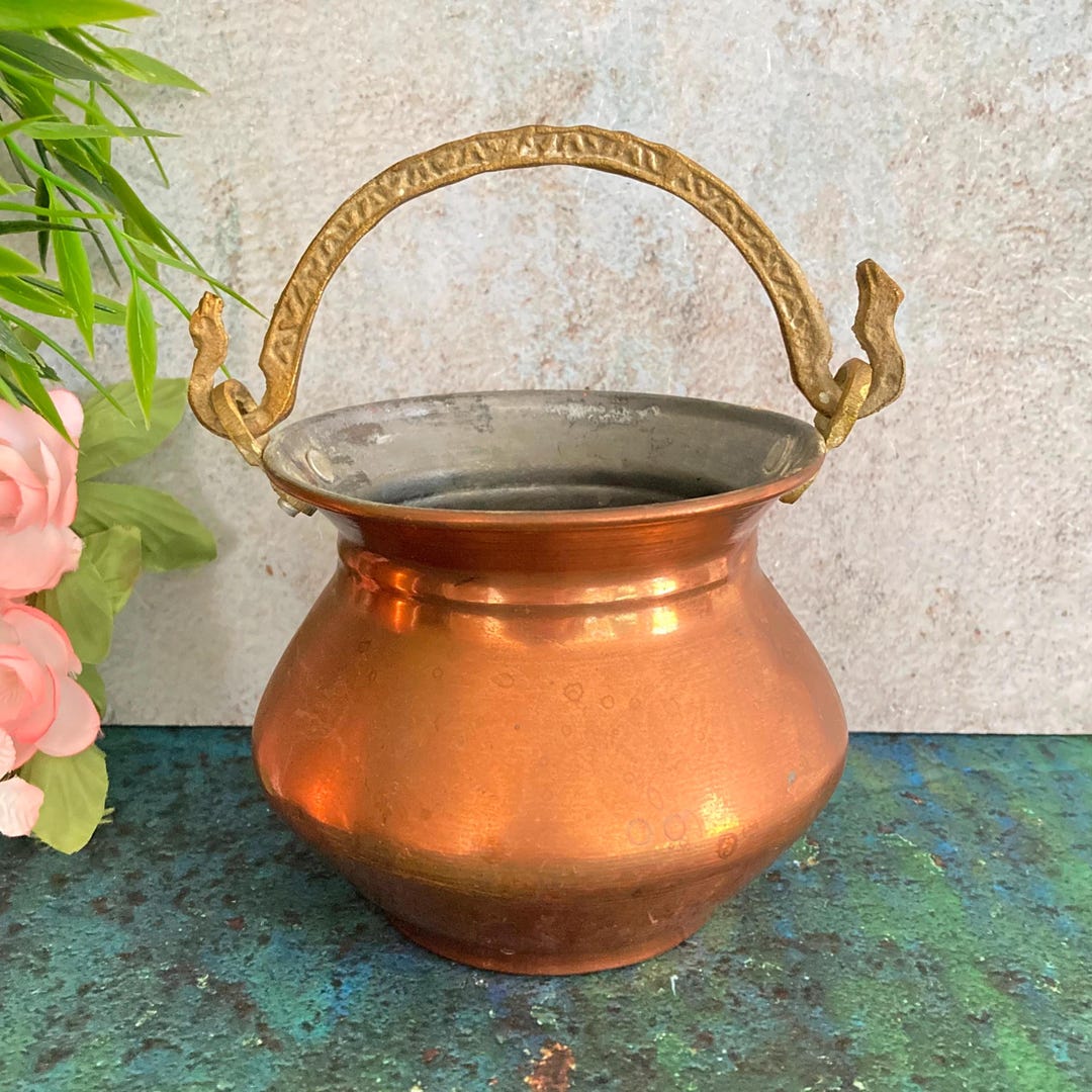Vintage Copper Cauldron, Small Copper Pot, Metal Succulent Cacti Plant ...