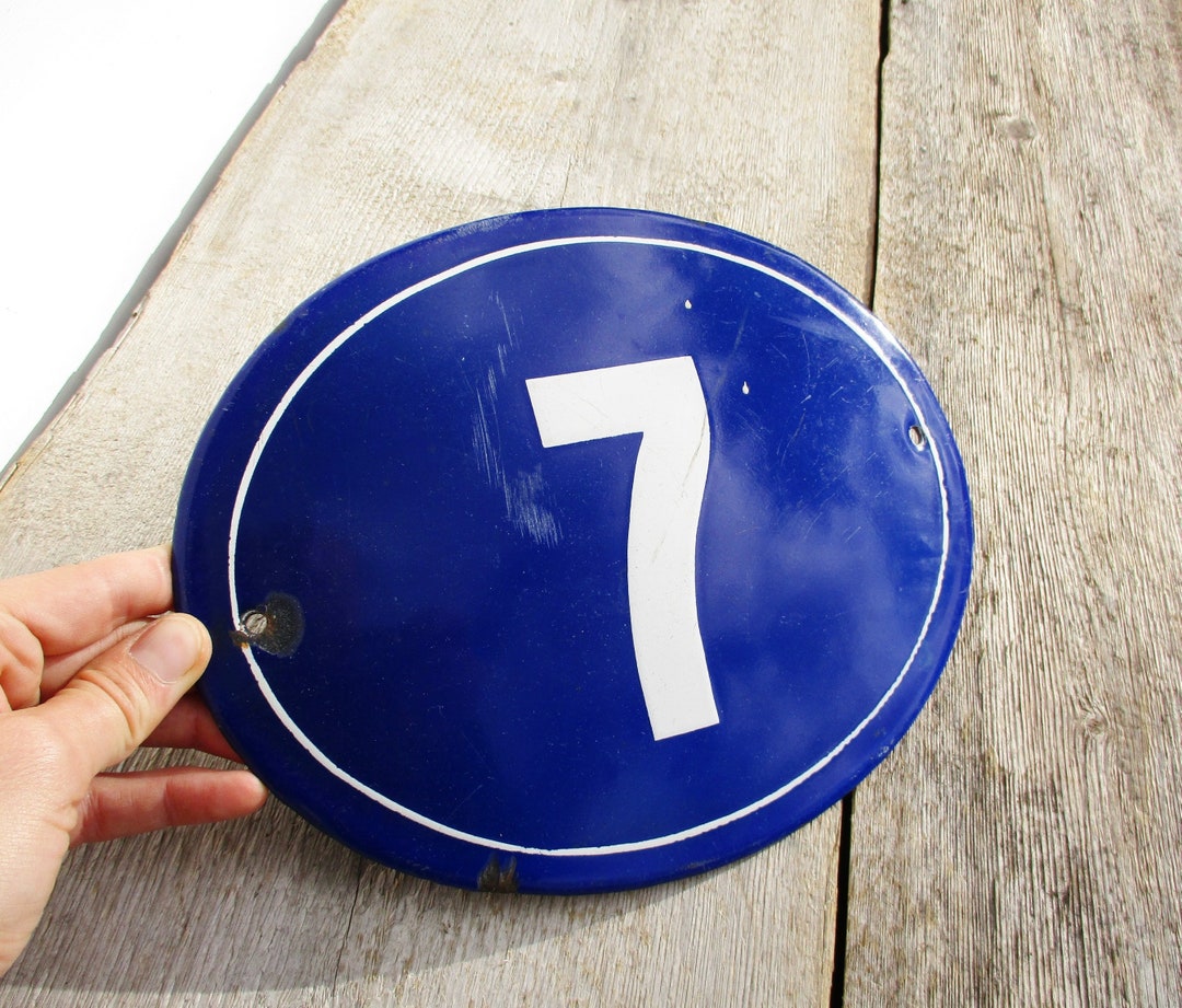 Enamel Sign Large Oval Number 7 Sign Vintage Address Sign - Etsy