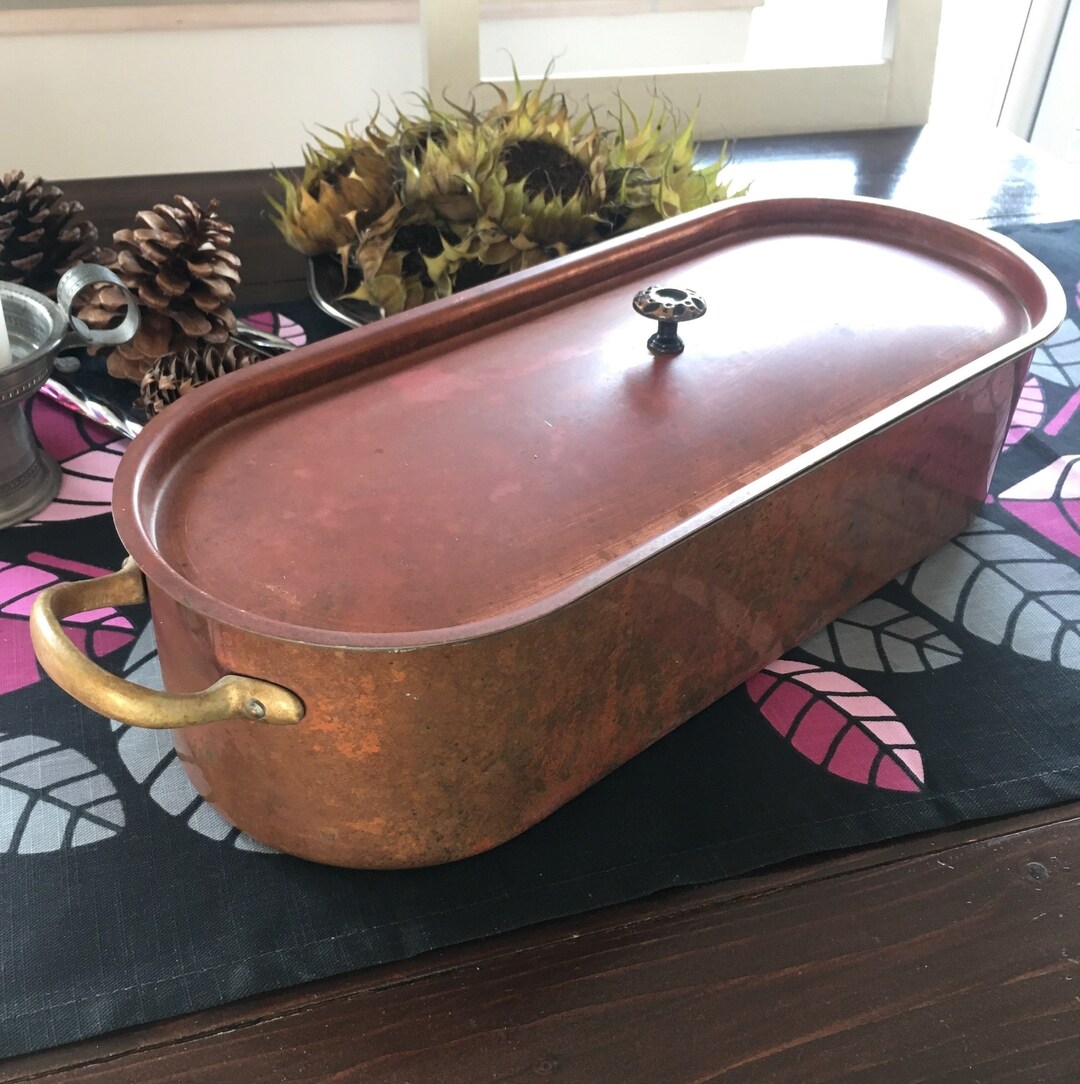 Copper Fish Kettle, XL Large Rustic Steamer Cooker, Antique Copperware ...