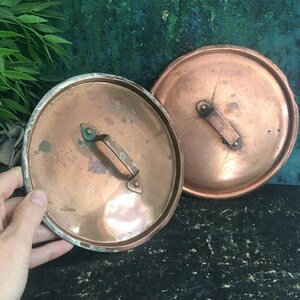 Copper Lid Set, 2 Small Pan Pot Lids, Brass Kitchen Decor, Antique ...