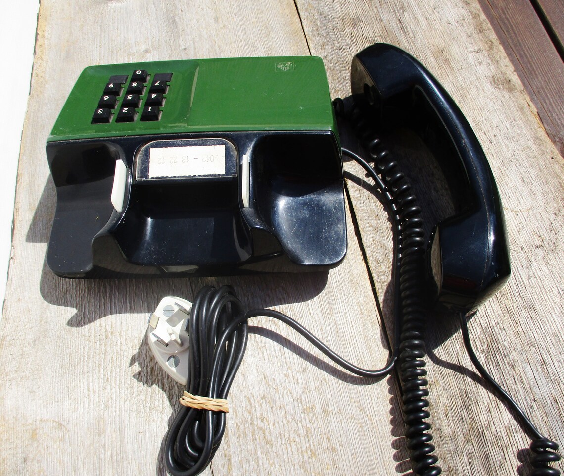 Vintage Telephone Desk Telephone Button Phone Green Desk - Etsy