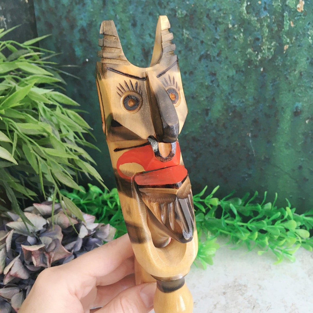 Wooden Nutcracker, Vintage Spooky Hand Carved Devil Demon Crampus Nut ...