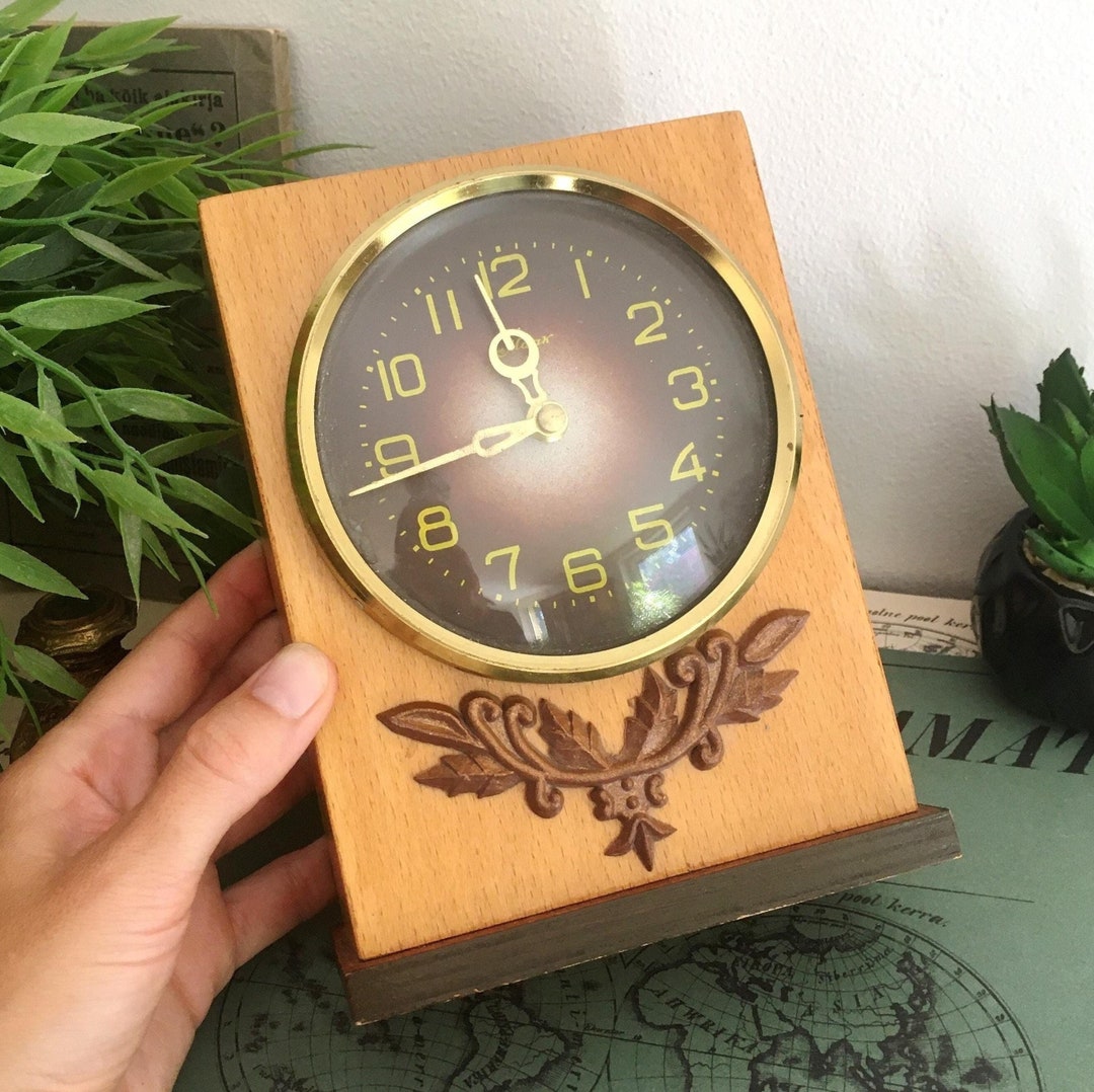 Retro Table Clock, Working Mantle Clock, Vintage Russian Wood Desk ...