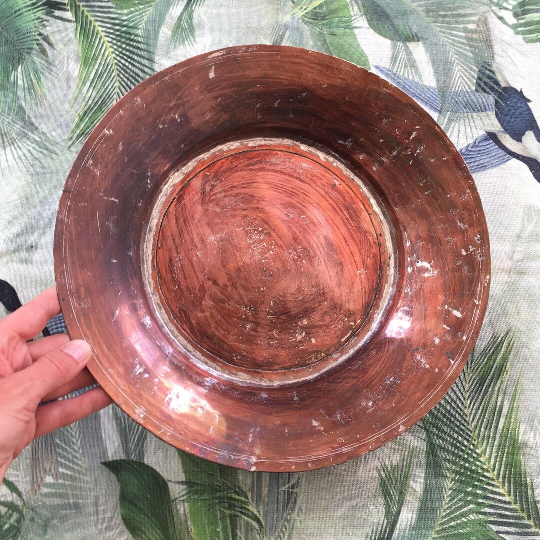 Vintage Copper Plate, Large Platter, Rustic Copperware, Big Brass ...
