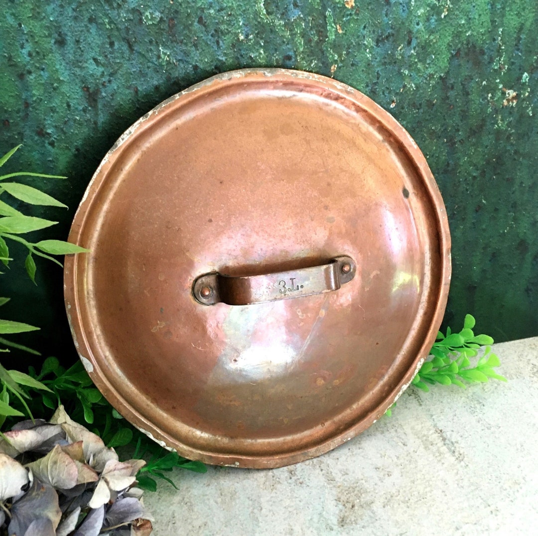 Copper Pot Lid, Small Antique Pan Lid, Vintage Kitchen Display ...