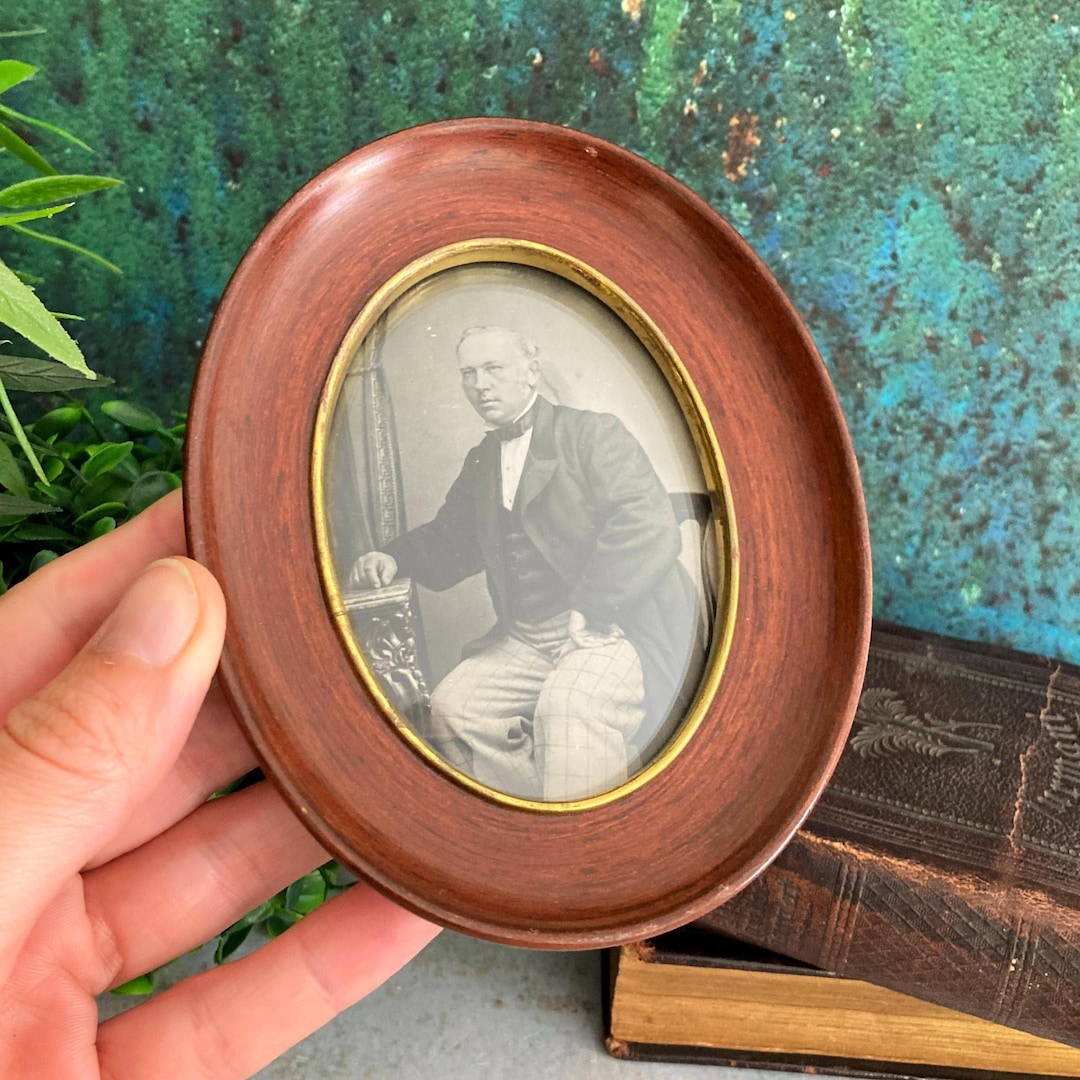 Oval Wooden Curved Convex Picture Frame, Small Antique Swedish Domed ...