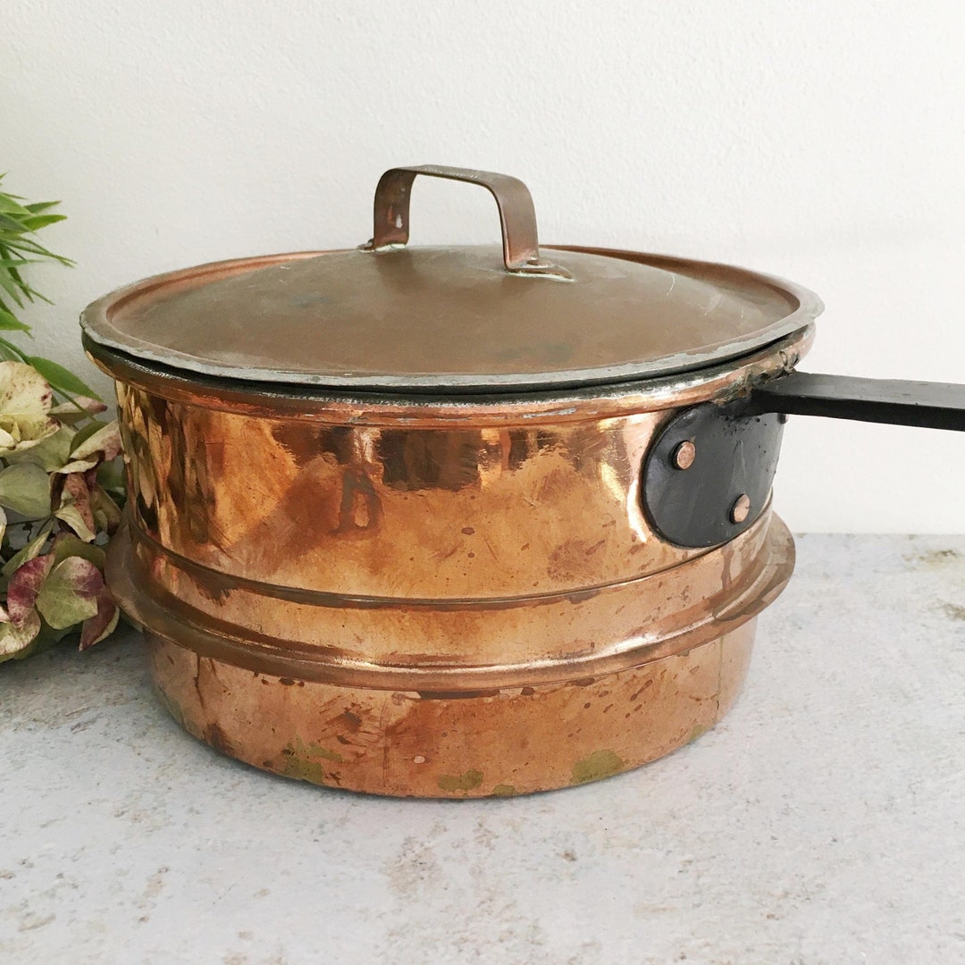 Antique Copper Cooking Pot, Massive Lidded Rustic Scandinavian Copper ...