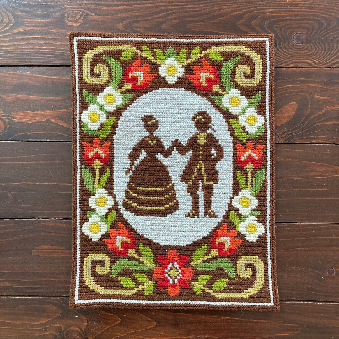 Hand Embroidered Tapestry, Finished Needlepoint, Victorian Dancers ...
