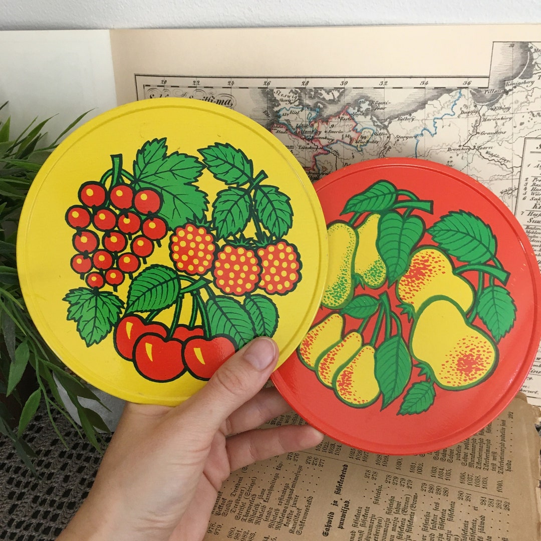 Retro Trivets, Mid Century Mod Kitchen Decor, Pair of Vibrant Pot ...