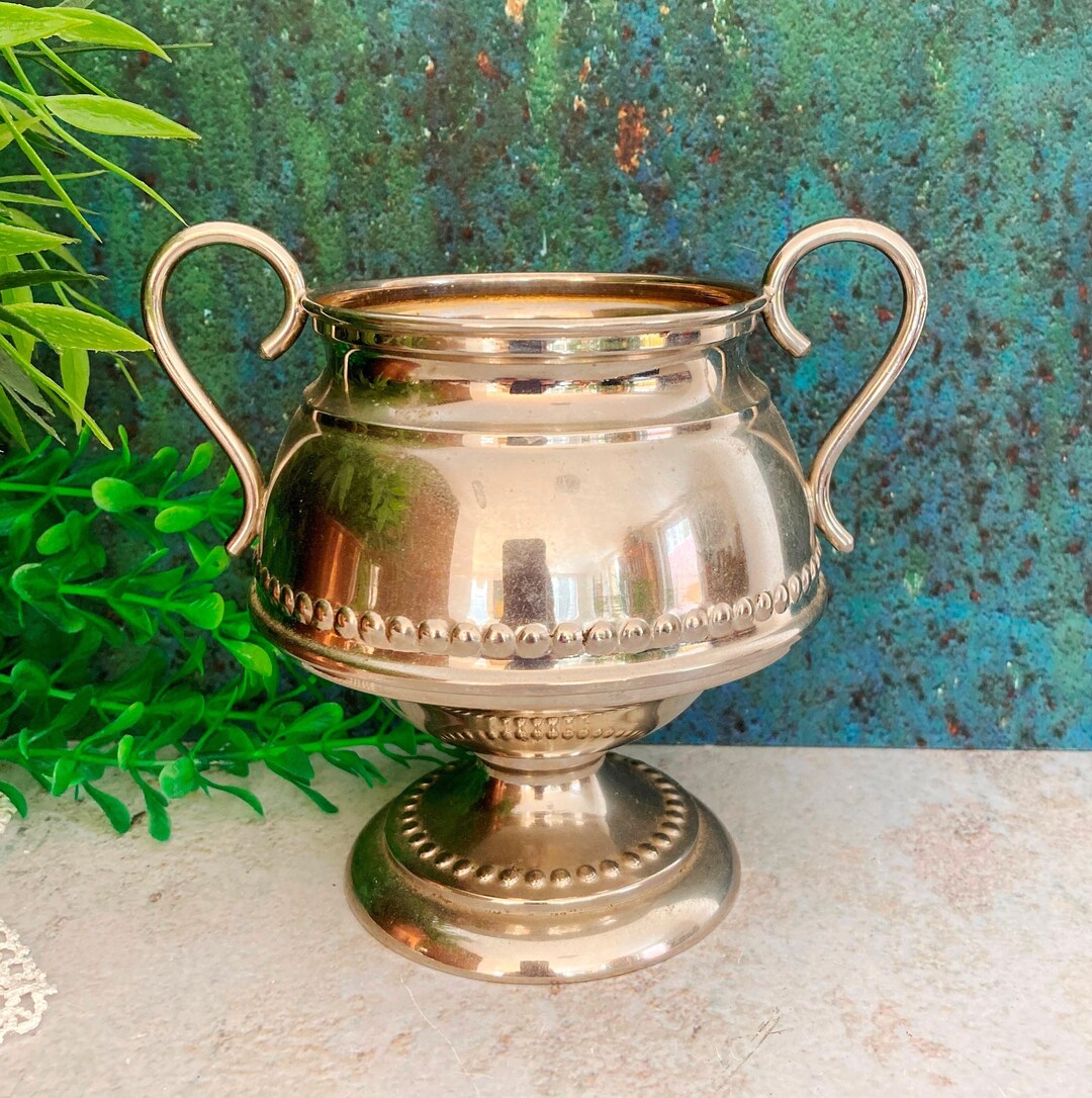 Small Trophy Cup, Chromed Metal, Silver Gold Vintage Loving Cup, Sugar ...