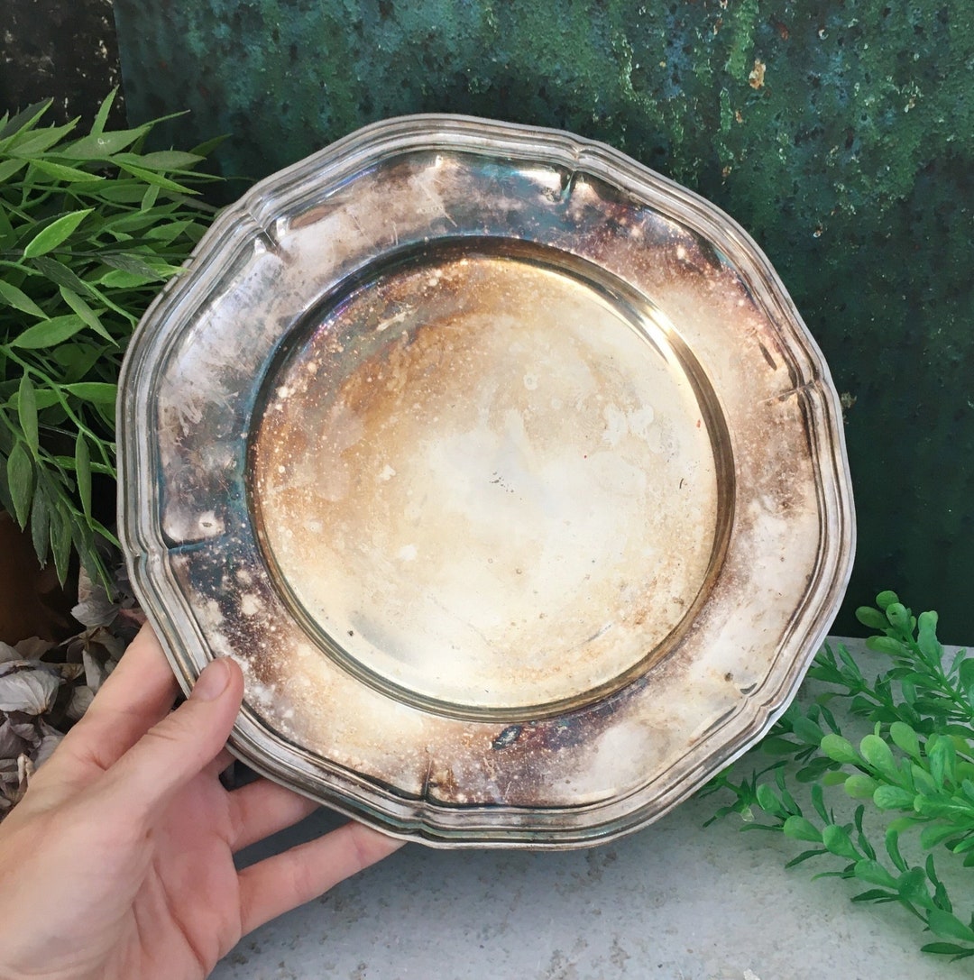 Silver Plated Tray, Vintage Round Chippendale Platter, Drinks Food ...