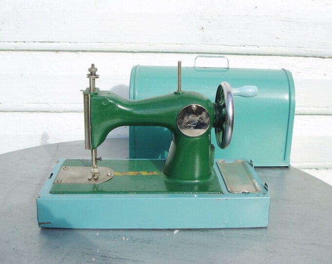 Child's Sewing Machine 1960 Russian Vintage Working Tin Toy With Teal ...