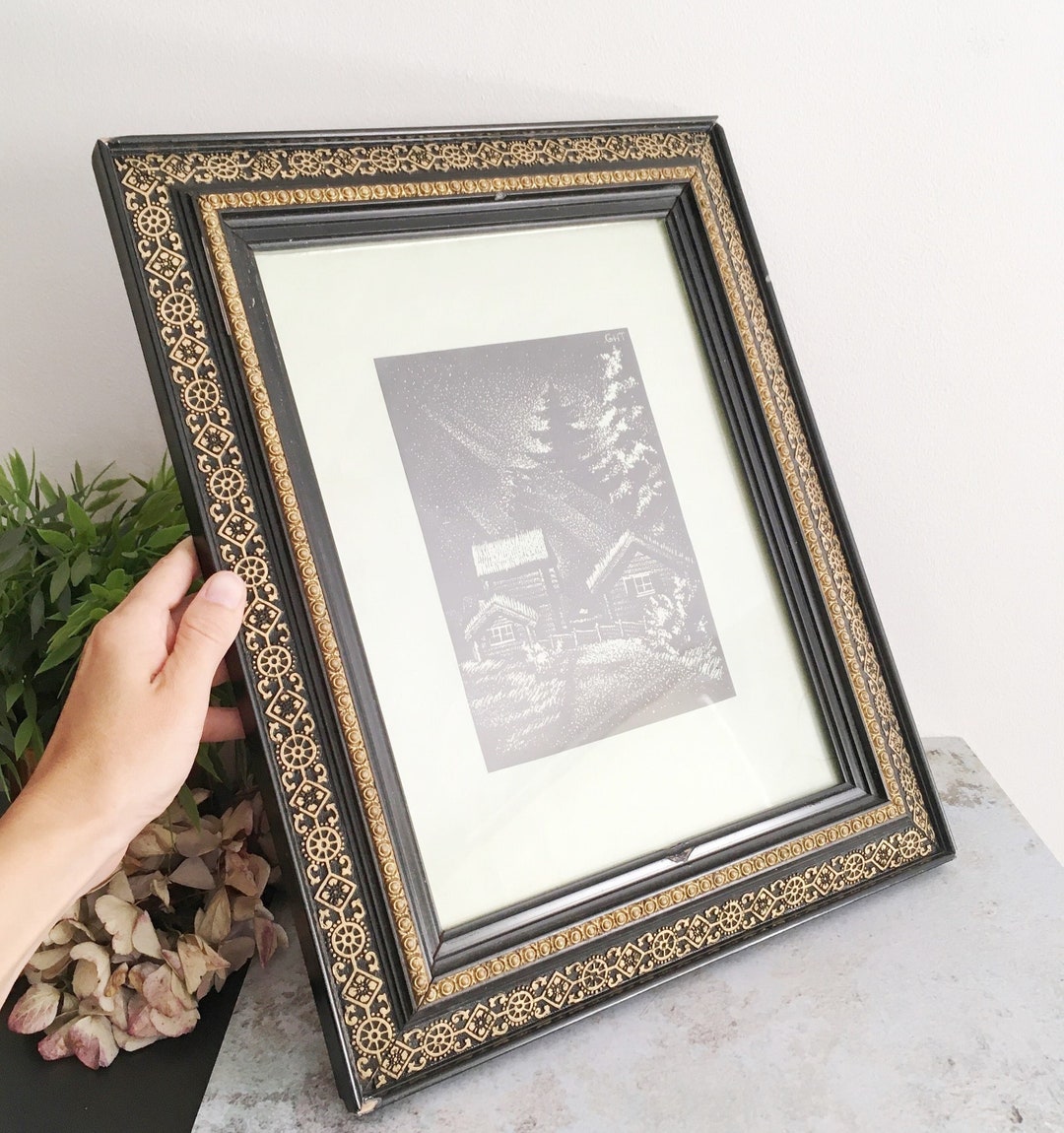 Large Frame, Gold Black Ornate Framed Graphic Wall Art, Swedish ...