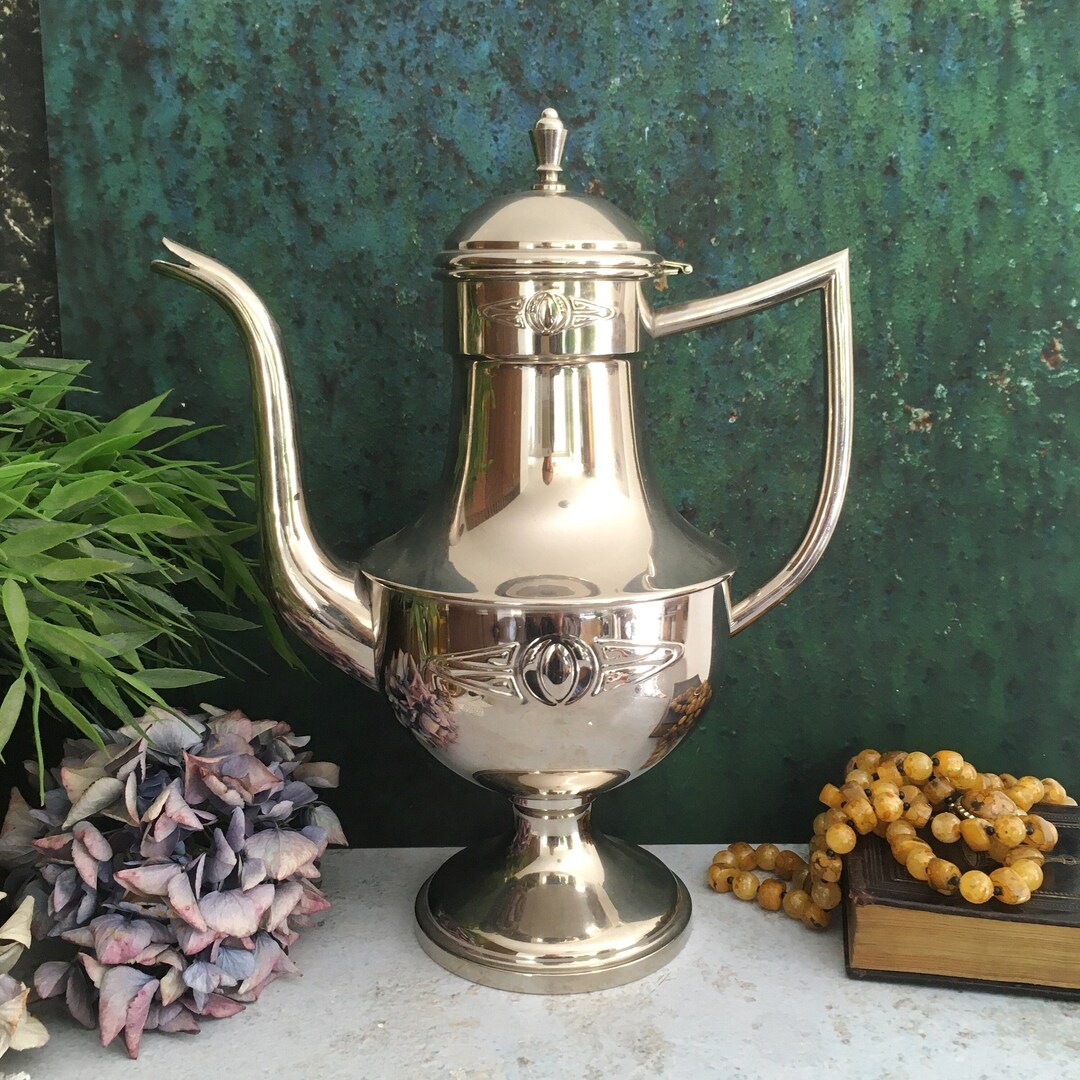 1920s Art Nouveau Coffee Pot: Usable Antique Silver Plated Scandinavian ...
