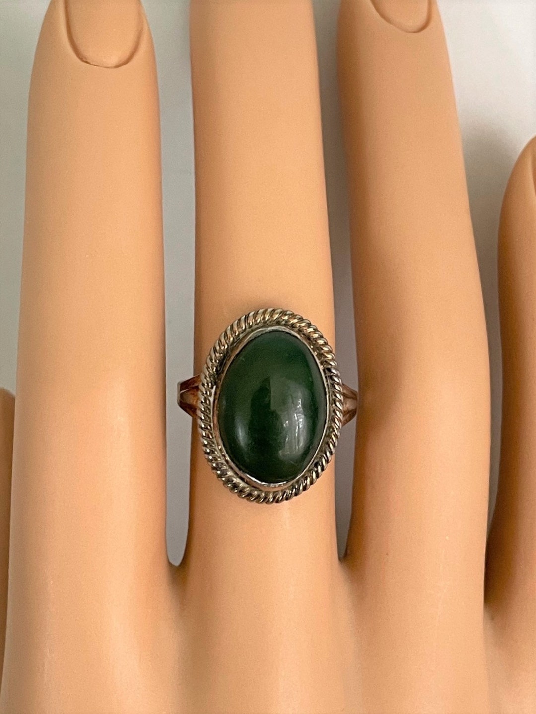 JP JANE POPOVICH Ring Sterling 925 Jade Navajo Silversmith Estate ...