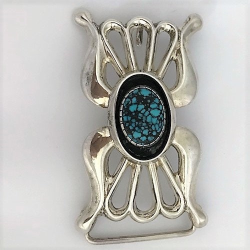 HARVEY BEGAY Belt Buckle 925 Sterling W Turquoise - Navajo HARVEY BEGAY Belt Buckle 925 Sterling W Turquoise - Navajo
