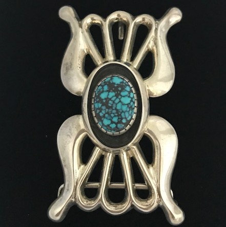 HARVEY BEGAY Belt Buckle 925 Sterling W Turquoise - Navajo HARVEY BEGAY Belt Buckle 925 Sterling W Turquoise - Navajo